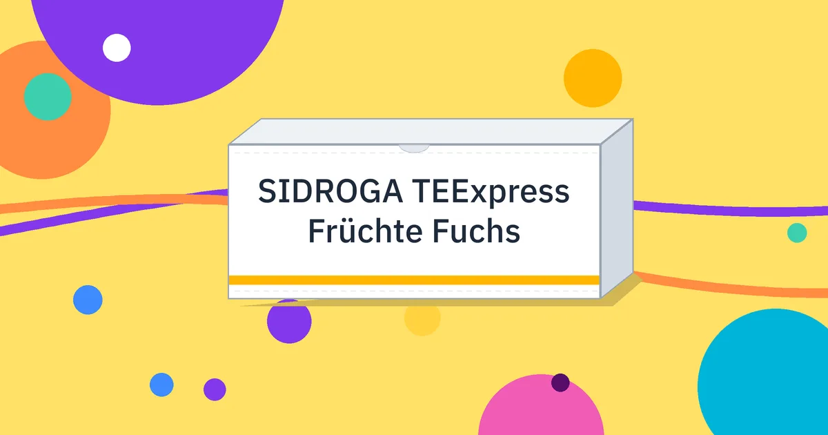Symbolbild: Packung mit der Aufschrift SIDROGA TEExpress Früchte Fuchs (PZN 09082301) – Verfügbarkeit und Bezug in Apotheken in Frankfurt am Main