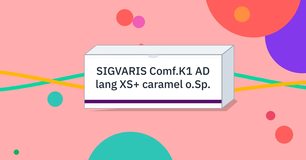 Symbolbild: Packung mit der Aufschrift SIGVARIS Comf.K1 AD lang XS+ caramel o.Sp. (PZN 17041061) – Verfügbarkeit und Bezug in Apotheken in Frankfurt am Main