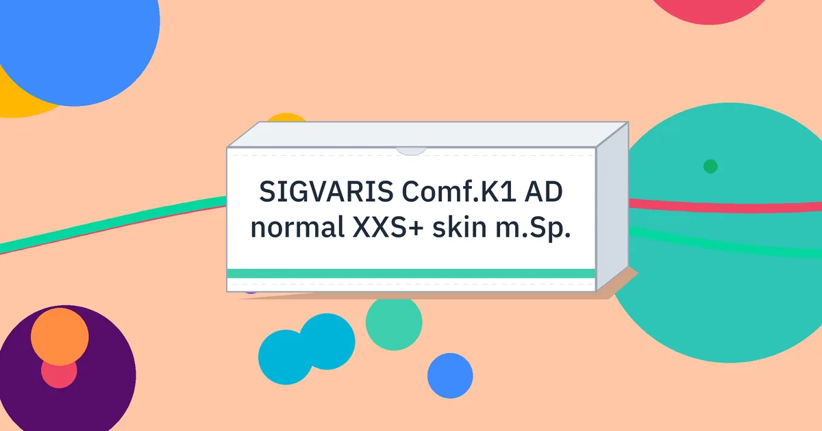 Symbolbild: Packung mit der Aufschrift SIGVARIS Comf.K1 AD normal XXS+ skin m.Sp. (PZN 17093632) – Verfügbarkeit und Bezug in Apotheken in Frankfurt am Main