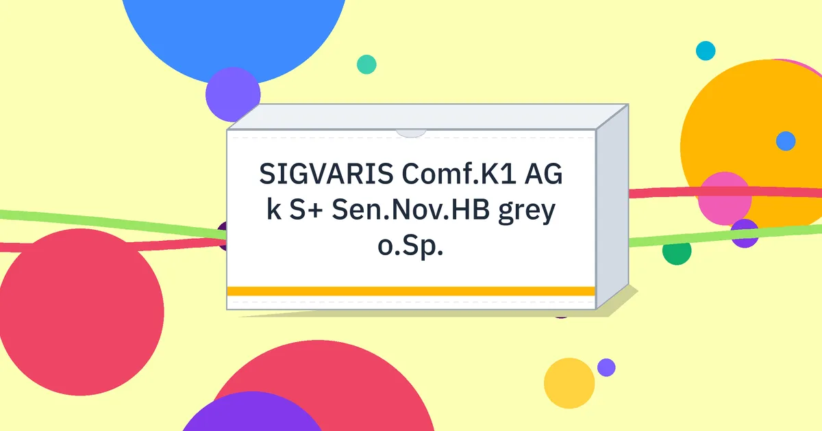 Symbolbild: Packung mit der Aufschrift SIGVARIS Comf.K1 AG k S+ Sen.Nov.HB grey o.Sp. (PZN 17100622) – Verfügbarkeit und Bezug in Apotheken in Frankfurt am Main