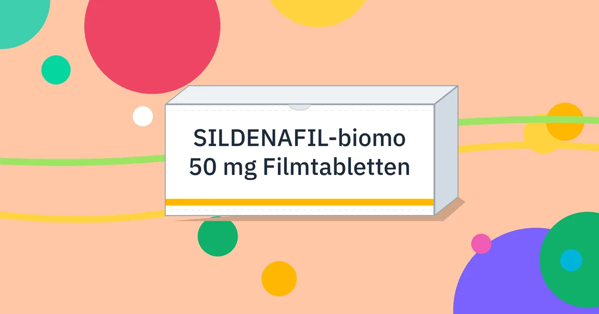 Symbolbild: Packung mit der Aufschrift SILDENAFIL-biomo 50 mg Filmtabletten (PZN 18175326) – Verfügbarkeit und Bezug in Apotheken in Frankfurt am Main