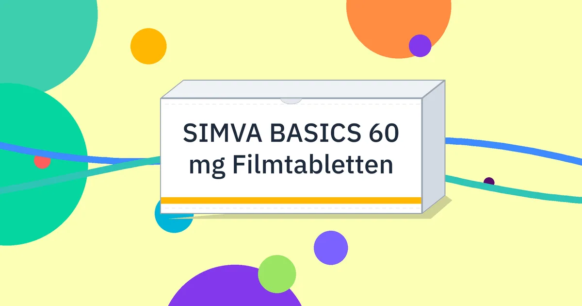 Symbolbild: Packung mit der Aufschrift SIMVA BASICS 60 mg Filmtabletten (PZN 07021850) – Verfügbarkeit und Bezug in Apotheken in Frankfurt am Main