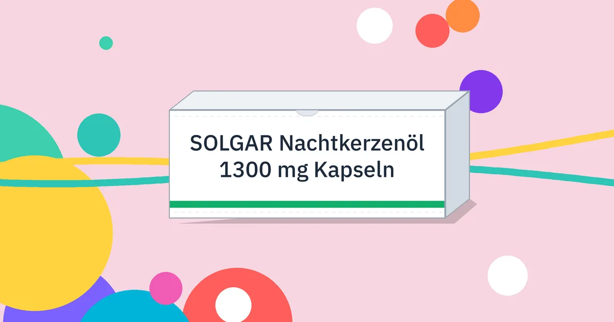 Symbolbild: Packung mit der Aufschrift SOLGAR Nachtkerzenöl 1300 mg Kapseln (PZN 19500828) – Verfügbarkeit und Bezug in Apotheken in Frankfurt am Main