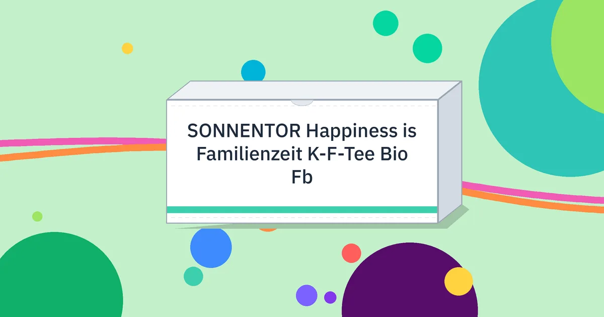 Symbolbild: Packung mit der Aufschrift SONNENTOR Happiness is Familienzeit K-F-Tee Bio Fb (PZN 18902246) – Verfügbarkeit und Bezug in Apotheken in Frankfurt am Main