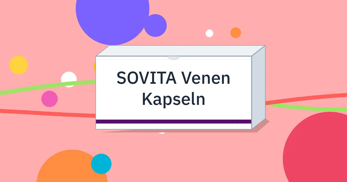 Symbolbild: Packung mit der Aufschrift SOVITA Venen Kapseln (PZN 14177400) – Verfügbarkeit und Bezug in Apotheken in Frankfurt am Main