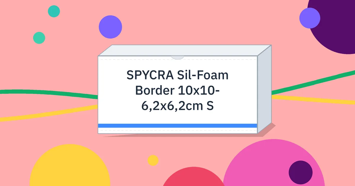 Symbolbild: Packung mit der Aufschrift SPYCRA Sil-Foam Border 10x10-6,2x6,2cm S (PZN 18410796) – Verfügbarkeit und Bezug in Apotheken in Frankfurt am Main