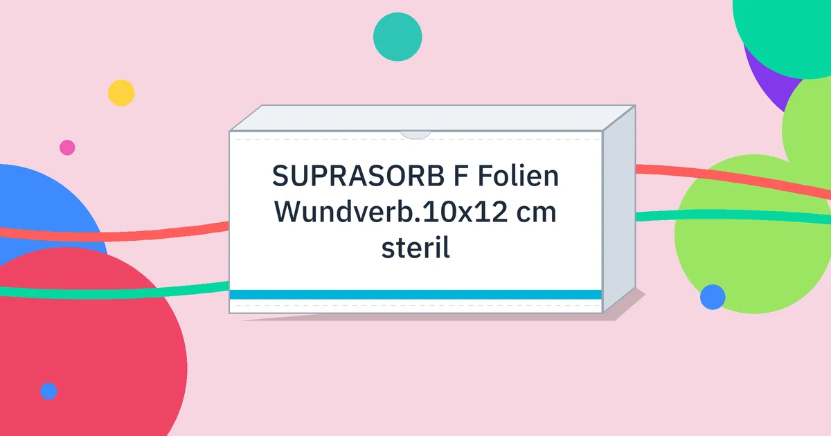 Symbolbild: Packung mit der Aufschrift SUPRASORB F Folien Wundverb.10x12 cm steril (PZN 13345120) – Verfügbarkeit und Bezug in Apotheken in Frankfurt am Main