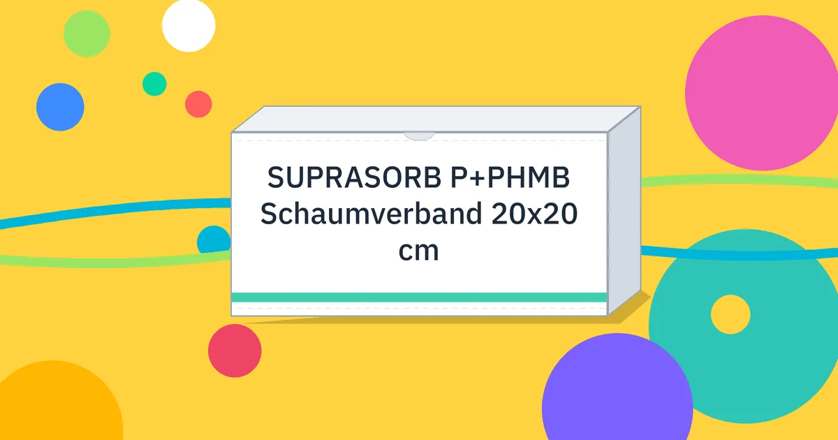 Symbolbild: Packung mit der Aufschrift SUPRASORB P+PHMB Schaumverband 20x20 cm (PZN 17282787) – Verfügbarkeit und Bezug in Apotheken in Frankfurt am Main