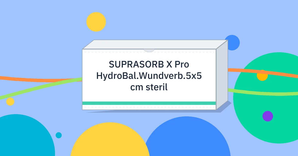 Symbolbild: Packung mit der Aufschrift SUPRASORB X Pro HydroBal.Wundverb.5x5 cm steril (PZN 20802598) – Verfügbarkeit und Bezug in Apotheken in Frankfurt am Main