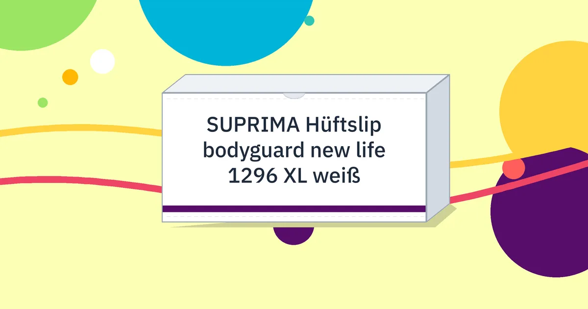 Symbolbild: Packung mit der Aufschrift SUPRIMA Hüftslip bodyguard new life 1296 XL weiß (PZN 18401320) – Verfügbarkeit und Bezug in Apotheken in Frankfurt am Main