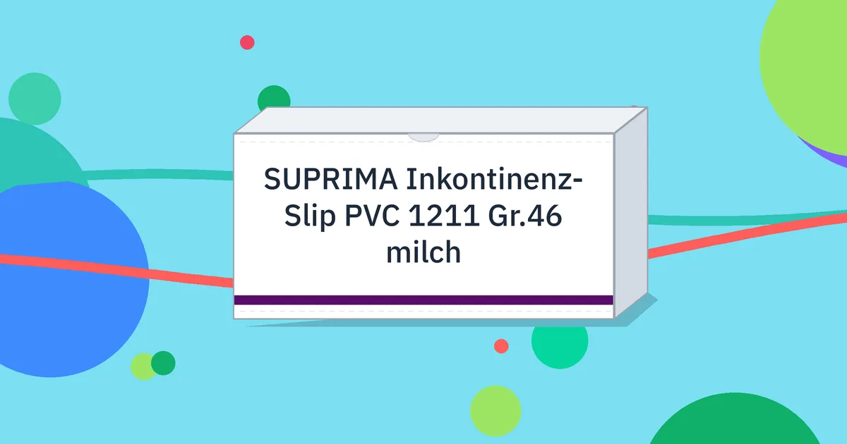 Symbolbild: Packung mit der Aufschrift SUPRIMA Inkontinenz-Slip PVC 1211 Gr.46 milch (PZN 03922591) – Verfügbarkeit und Bezug in Apotheken in Frankfurt am Main