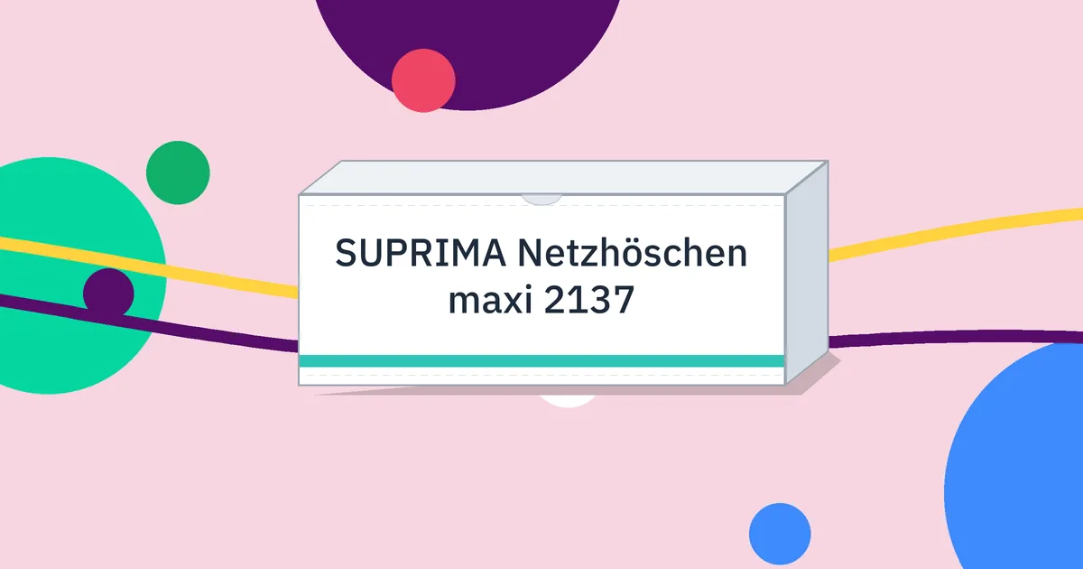 Symbolbild: Packung mit der Aufschrift SUPRIMA Netzhöschen maxi 2137 (PZN 07672240) – Verfügbarkeit und Bezug in Apotheken in Frankfurt am Main