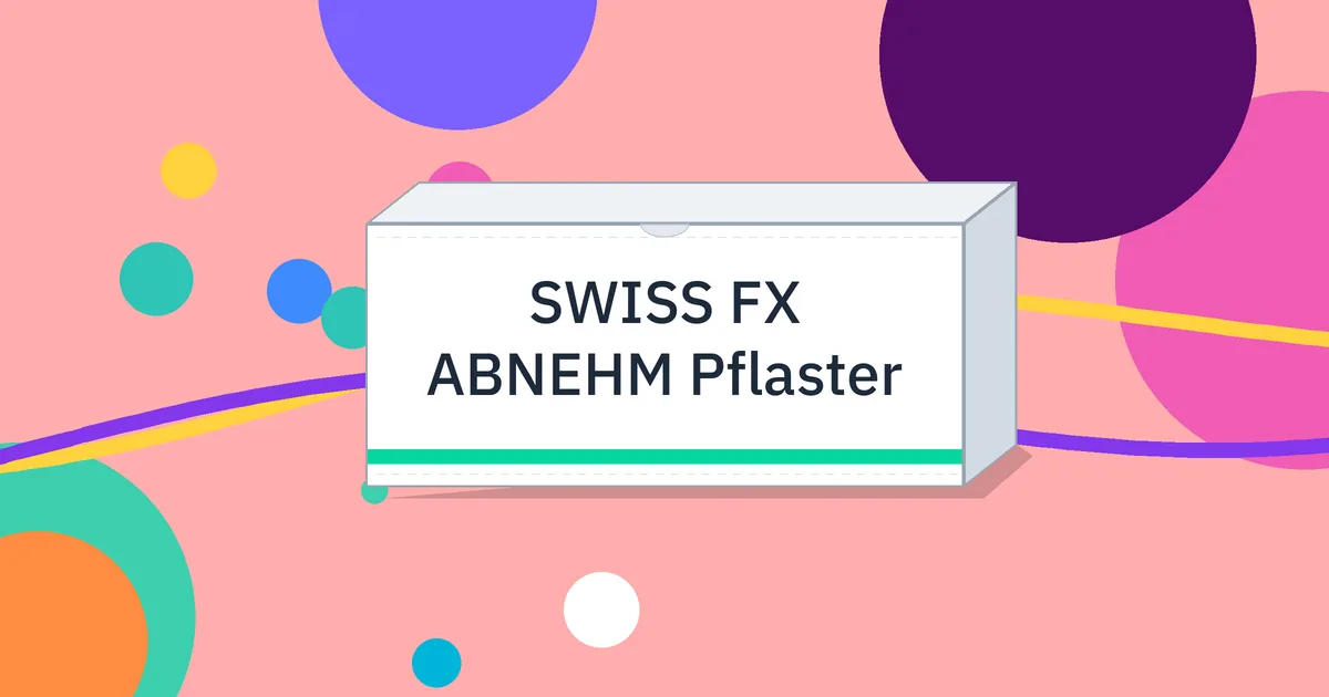 Symbolbild: Packung mit der Aufschrift SWISS FX ABNEHM Pflaster (PZN 19640096) – Verfügbarkeit und Bezug in Apotheken in Frankfurt am Main