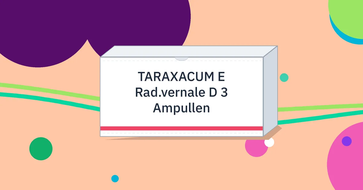 Symbolbild: Packung mit der Aufschrift TARAXACUM E Rad.vernale D 3 Ampullen (PZN 03658817) – Verfügbarkeit und Bezug in Apotheken in Frankfurt am Main