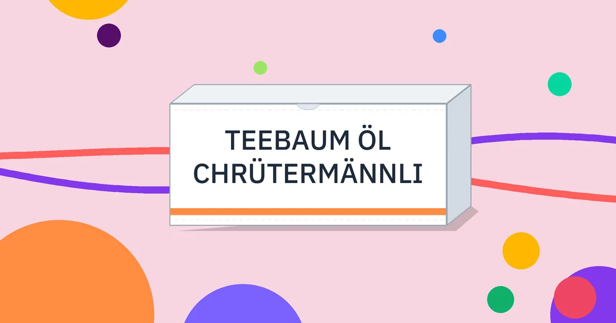 Symbolbild: Packung mit der Aufschrift TEEBAUM ÖL CHRÜTERMÄNNLI (PZN 07498374) – Verfügbarkeit und Bezug in Apotheken in Frankfurt am Main