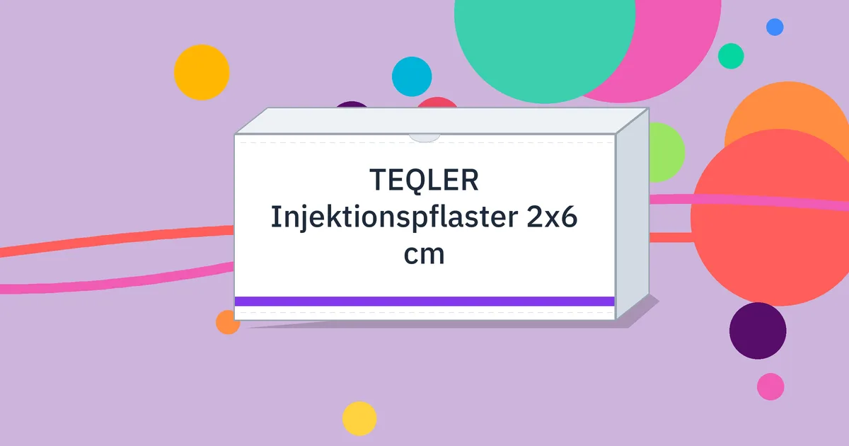 Symbolbild: Packung mit der Aufschrift TEQLER Injektionspflaster 2x6 cm (PZN 17527616) – Verfügbarkeit und Bezug in Apotheken in Frankfurt am Main