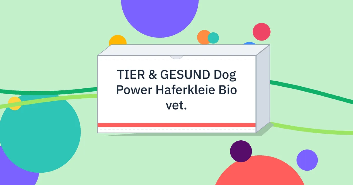 Symbolbild: Packung mit der Aufschrift TIER & GESUND Dog Power Haferkleie Bio vet. (PZN 15637364) – Verfügbarkeit und Bezug in Apotheken in Frankfurt am Main