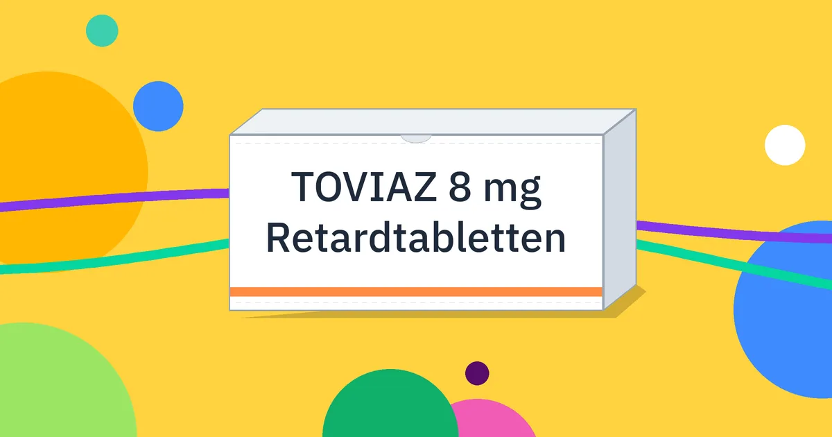 Symbolbild: Packung mit der Aufschrift TOVIAZ 8 mg Retardtabletten (PZN 00571808) – Verfügbarkeit und Bezug in Apotheken in Frankfurt am Main