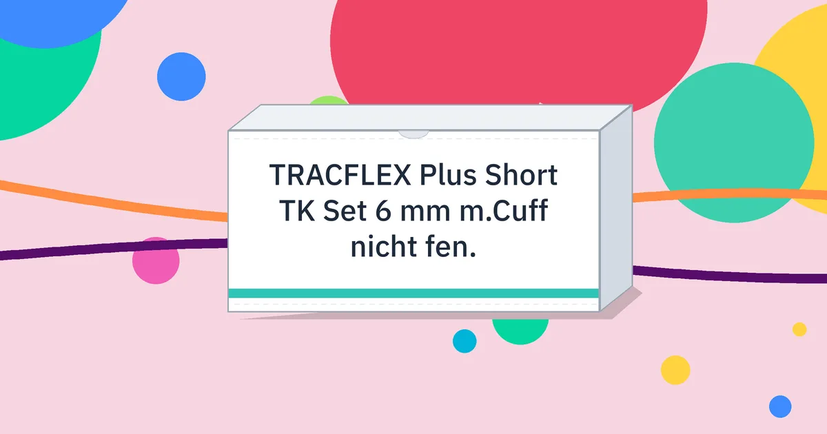 Symbolbild: Packung mit der Aufschrift TRACFLEX Plus Short TK Set 6 mm m.Cuff nicht fen. (PZN 20933952) – Verfügbarkeit und Bezug in Apotheken in Frankfurt am Main
