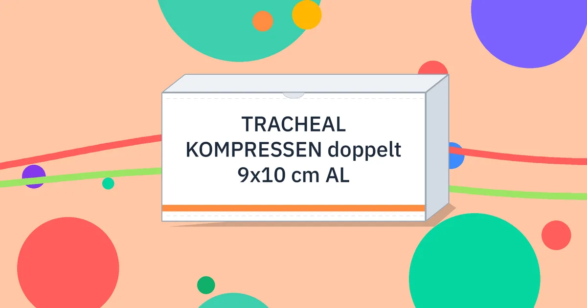 Symbolbild: Packung mit der Aufschrift TRACHEAL KOMPRESSEN doppelt 9x10 cm AL (PZN 00140669) – Verfügbarkeit und Bezug in Apotheken in Frankfurt am Main