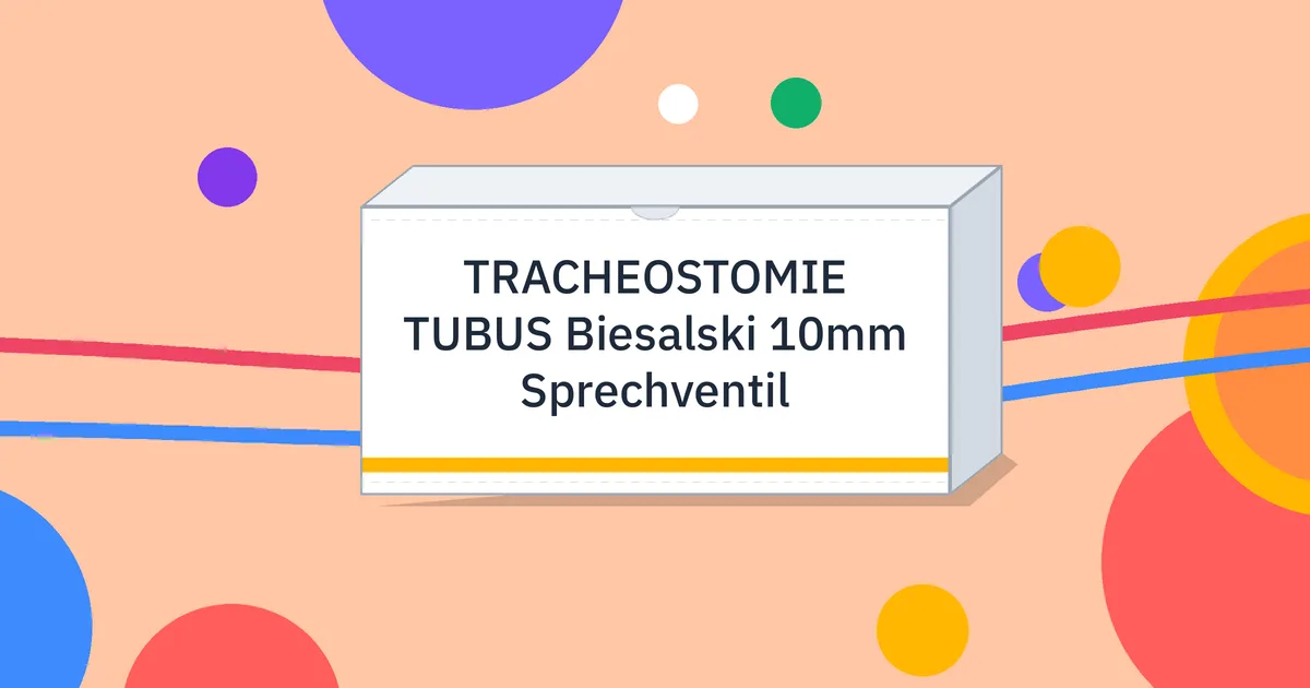Symbolbild: Packung mit der Aufschrift TRACHEOSTOMIE TUBUS Biesalski 10mm Sprechventil (PZN 01085300) – Verfügbarkeit und Bezug in Apotheken in Frankfurt am Main