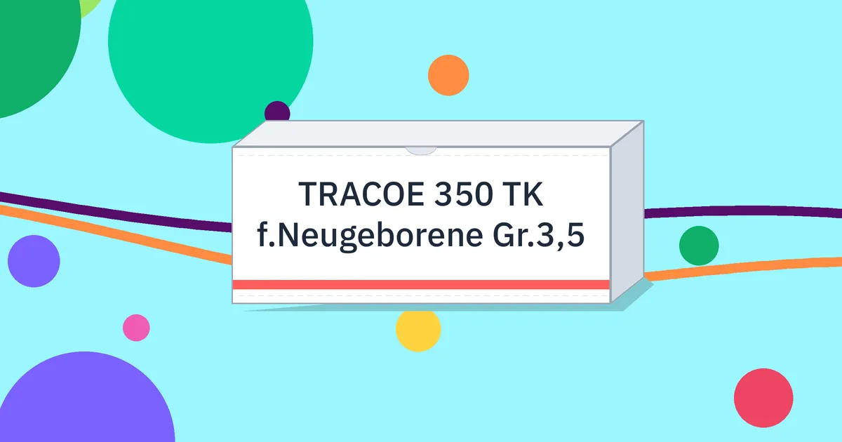 Symbolbild: Packung mit der Aufschrift TRACOE 350 TK f.Neugeborene Gr.3,5 (PZN 02361794) – Verfügbarkeit und Bezug in Apotheken in Frankfurt am Main