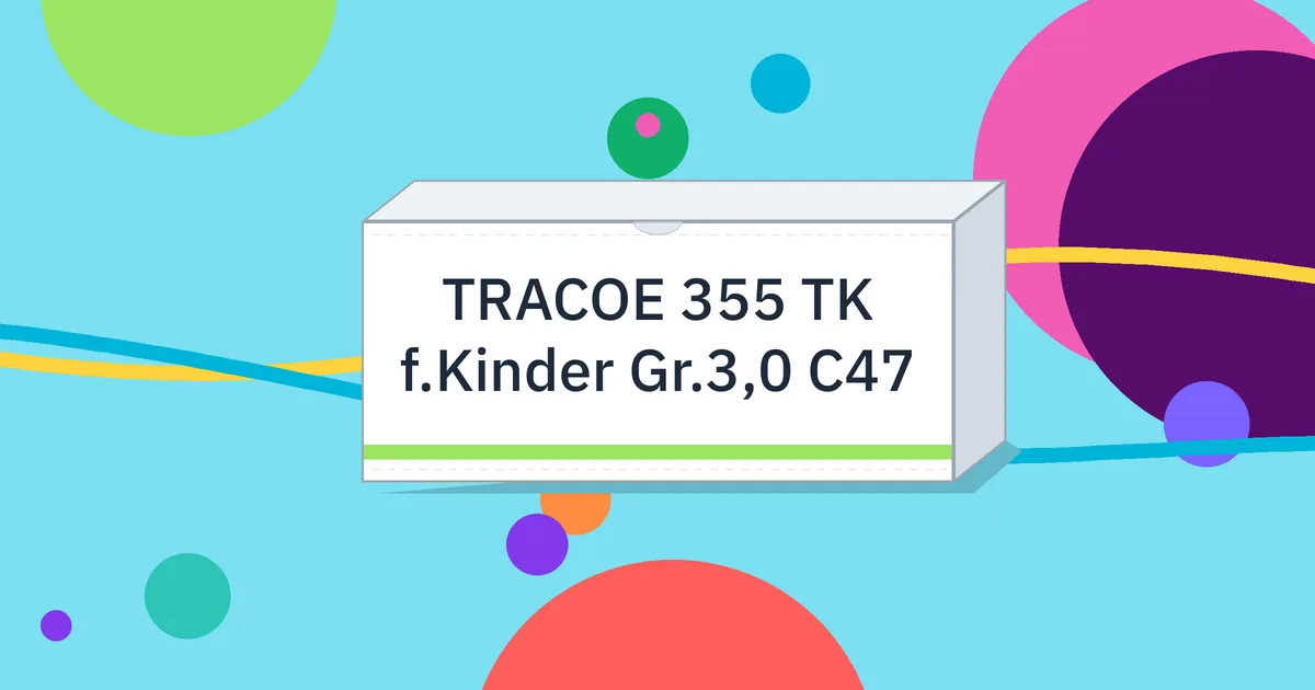 Symbolbild: Packung mit der Aufschrift TRACOE 355 TK f.Kinder Gr.3,0 C47 (PZN 11643899) – Verfügbarkeit und Bezug in Apotheken in Frankfurt am Main