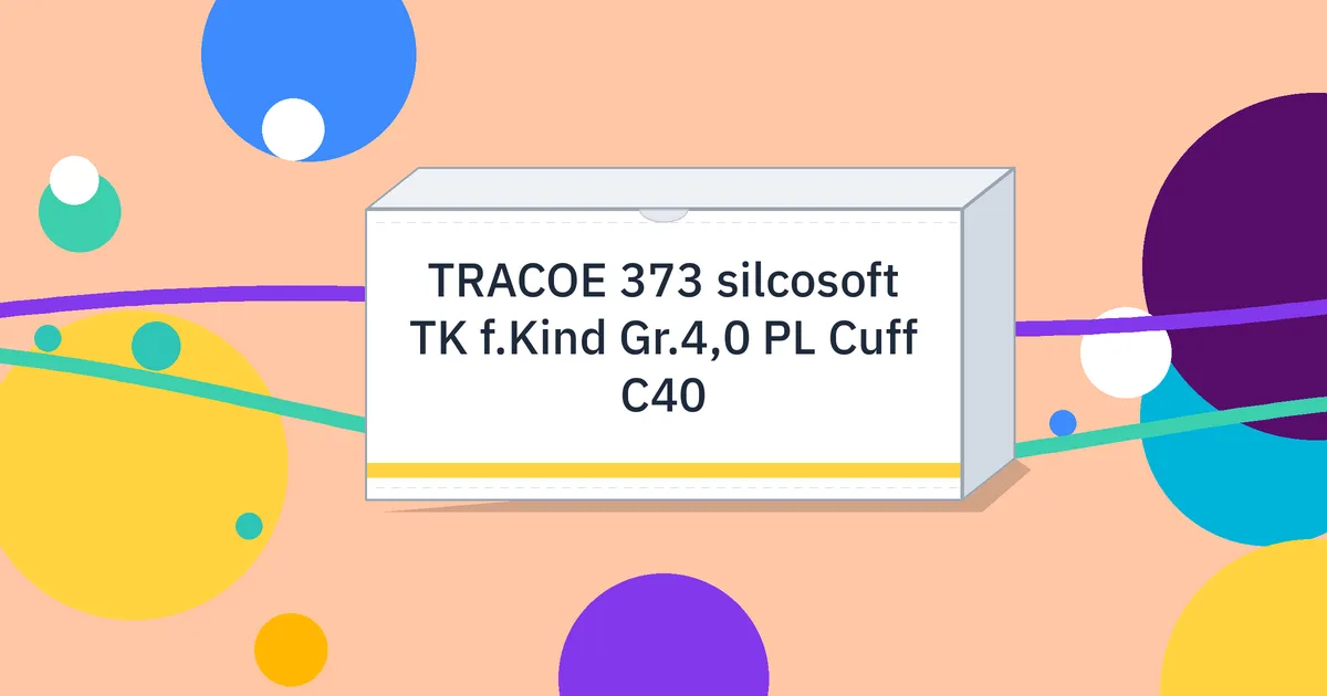 Symbolbild: Packung mit der Aufschrift TRACOE 373 silcosoft TK f.Kind Gr.4,0 PL Cuff C40 (PZN 14317203) – Verfügbarkeit und Bezug in Apotheken in Frankfurt am Main