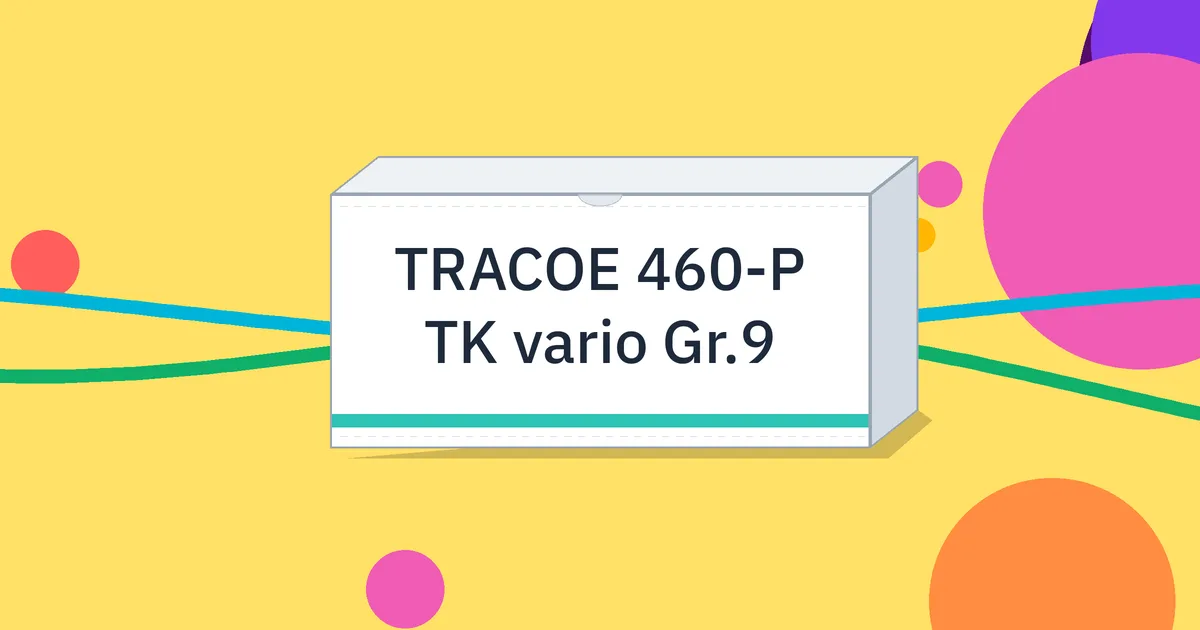 Symbolbild: Packung mit der Aufschrift TRACOE 460-P TK vario Gr.9 (PZN 06831854) – Verfügbarkeit und Bezug in Apotheken in Frankfurt am Main