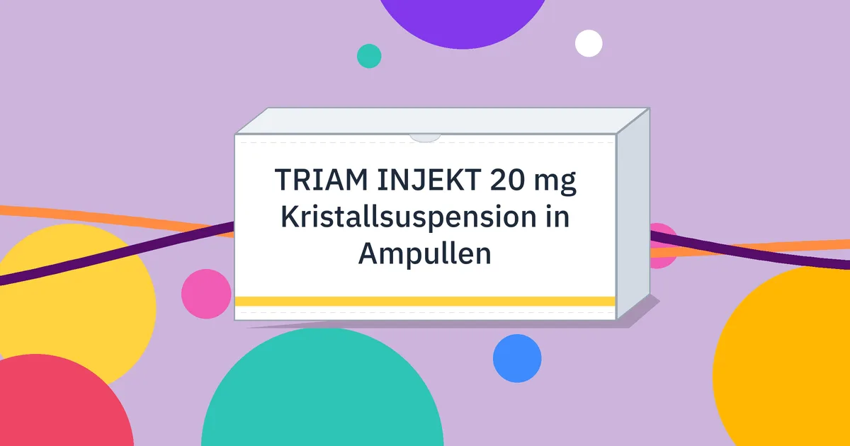 Symbolbild: Packung mit der Aufschrift TRIAM INJEKT 20 mg Kristallsuspension in Ampullen (PZN 03675419) – Verfügbarkeit und Bezug in Apotheken in Frankfurt am Main