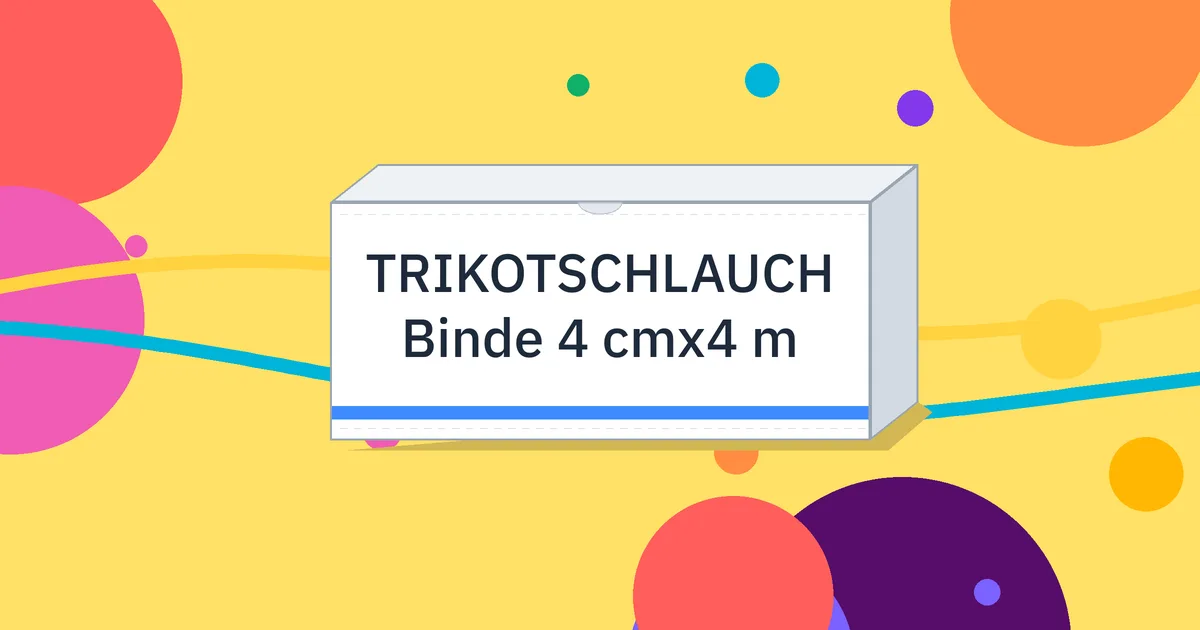 Symbolbild: Packung mit der Aufschrift TRIKOTSCHLAUCH Binde 4 cmx4 m (PZN 01232304) – Verfügbarkeit und Bezug in Apotheken in Frankfurt am Main