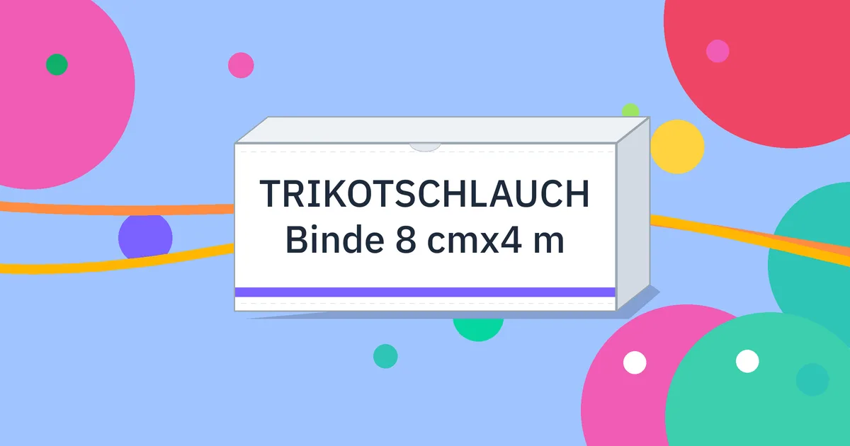 Symbolbild: Packung mit der Aufschrift TRIKOTSCHLAUCH Binde 8 cmx4 m (PZN 00170682) – Verfügbarkeit und Bezug in Apotheken in Frankfurt am Main