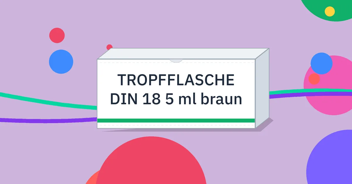 Symbolbild: Packung mit der Aufschrift TROPFFLASCHE DIN 18 5 ml braun (PZN 18404152) – Verfügbarkeit und Bezug in Apotheken in Frankfurt am Main