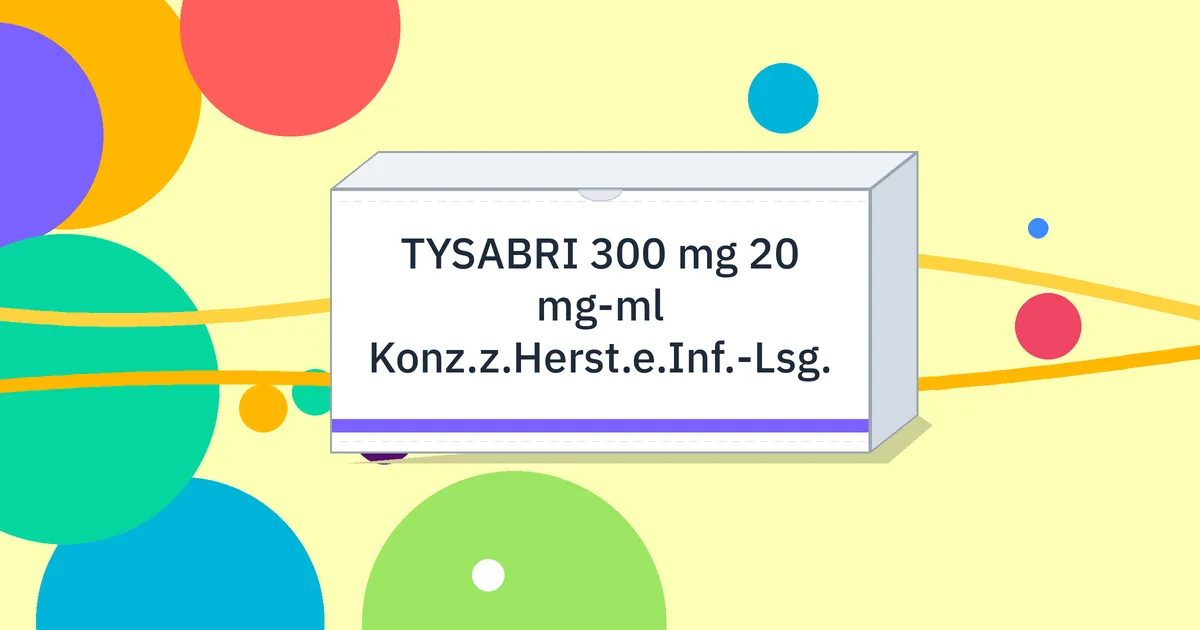Symbolbild: Packung mit der Aufschrift TYSABRI 300 mg 20 mg-ml Konz.z.Herst.e.Inf.-Lsg. (PZN 04971976) – Verfügbarkeit und Bezug in Apotheken in Frankfurt am Main