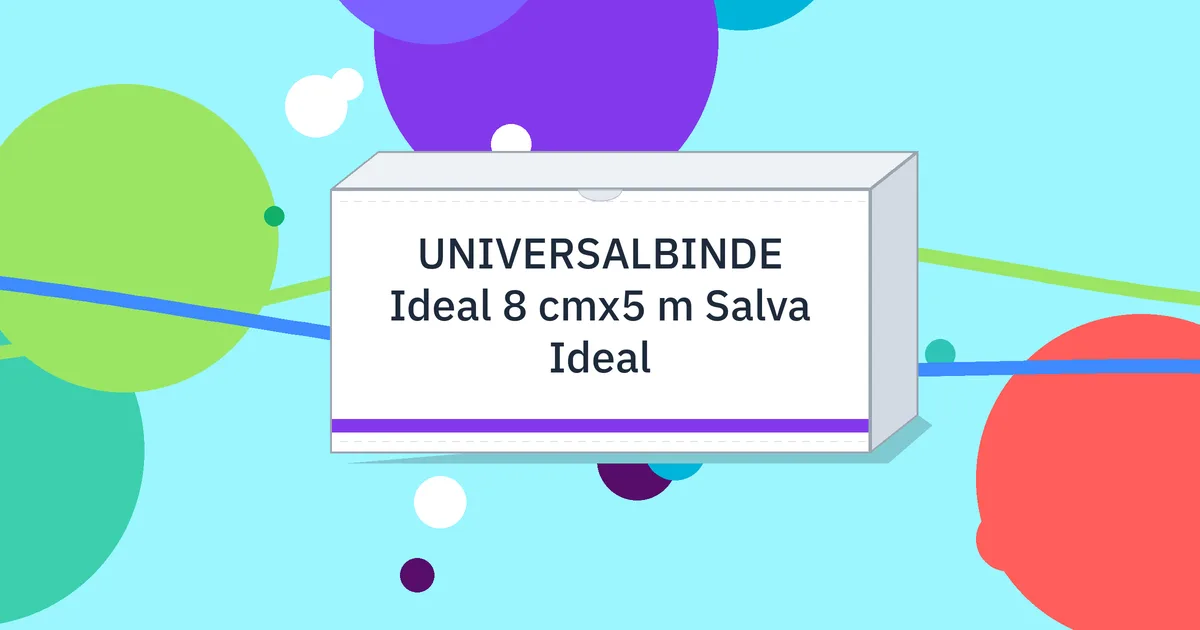 Symbolbild: Packung mit der Aufschrift UNIVERSALBINDE Ideal 8 cmx5 m Salva Ideal (PZN 10351114) – Verfügbarkeit und Bezug in Apotheken in Frankfurt am Main