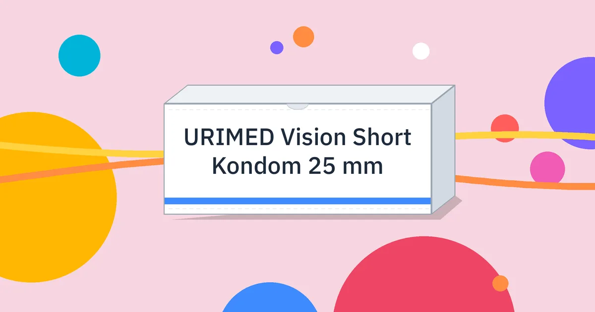 Symbolbild: Packung mit der Aufschrift URIMED Vision Short Kondom 25 mm (PZN 00500151) – Verfügbarkeit und Bezug in Apotheken in Frankfurt am Main
