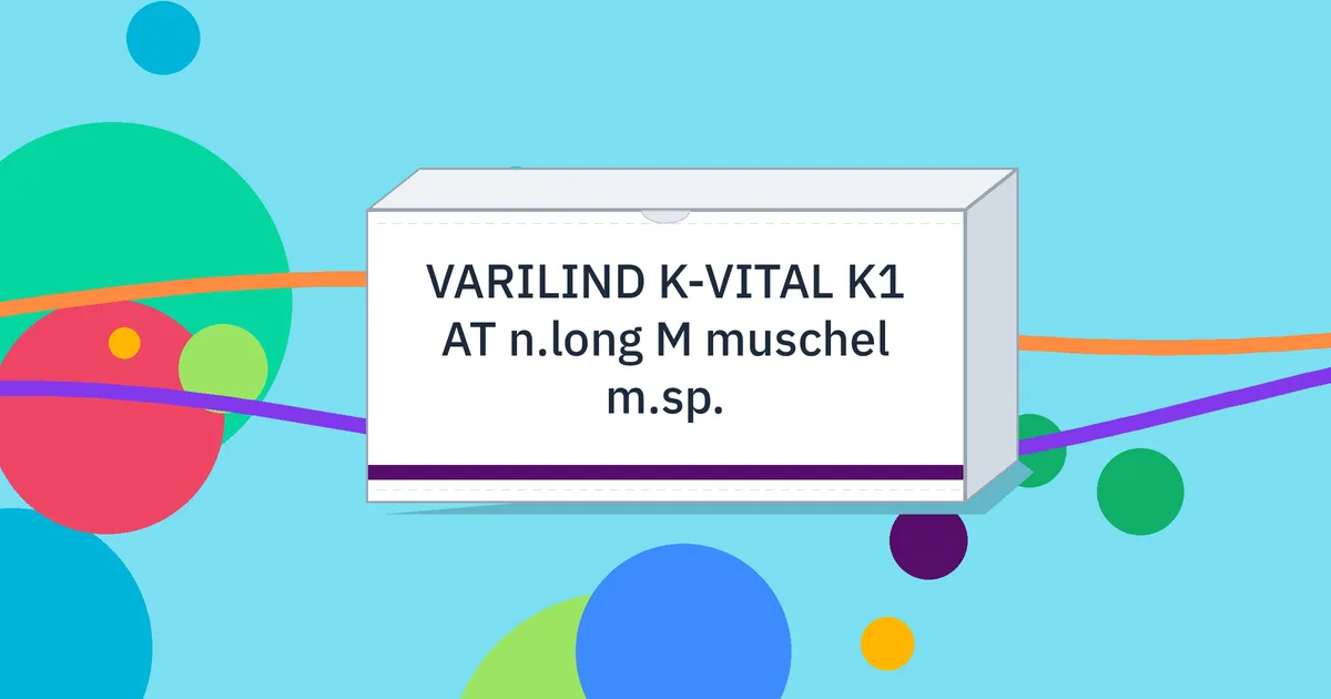 Symbolbild: Packung mit der Aufschrift VARILIND K-VITAL K1 AT n.long M muschel m.sp. (PZN 20560758) – Verfügbarkeit und Bezug in Apotheken in Frankfurt am Main