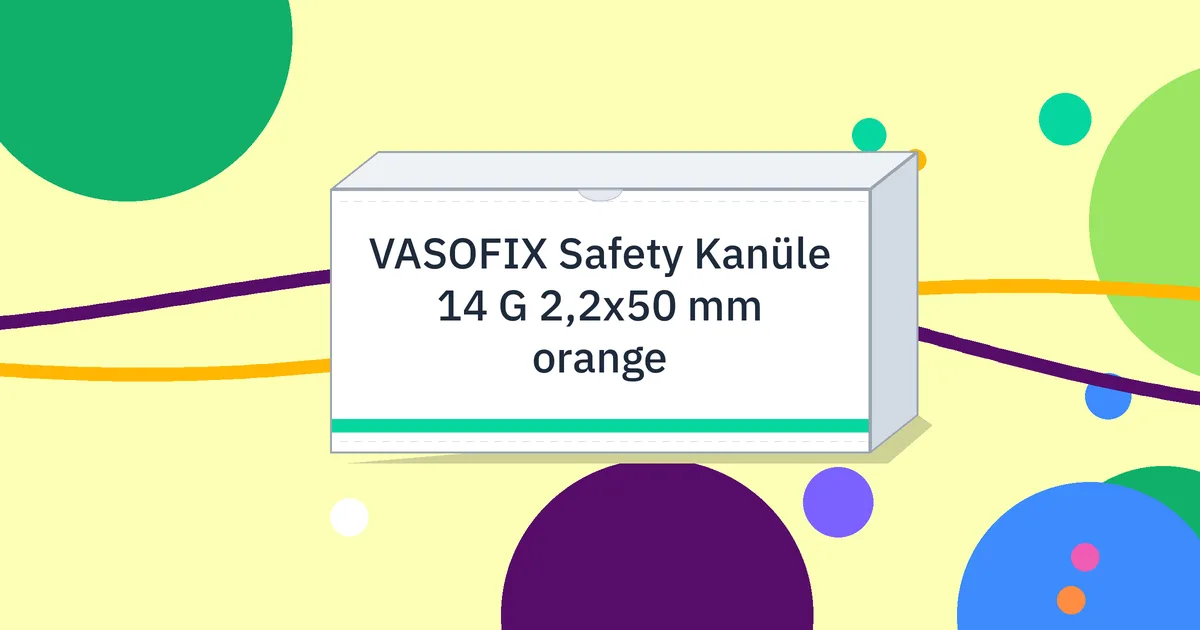 Symbolbild: Packung mit der Aufschrift VASOFIX Safety Kanüle 14 G 2,2x50 mm orange (PZN 11178178) – Verfügbarkeit und Bezug in Apotheken in Frankfurt am Main