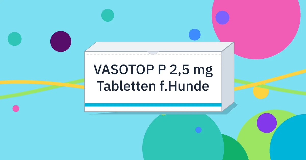 Symbolbild: Packung mit der Aufschrift VASOTOP P 2,5 mg Tabletten f.Hunde (PZN 02551023) – Verfügbarkeit und Bezug in Apotheken in Frankfurt am Main
