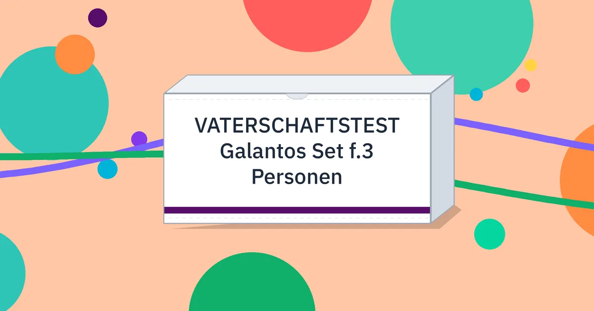 Symbolbild: Packung mit der Aufschrift VATERSCHAFTSTEST Galantos Set f.3 Personen (PZN 09261989) – Verfügbarkeit und Bezug in Apotheken in Frankfurt am Main