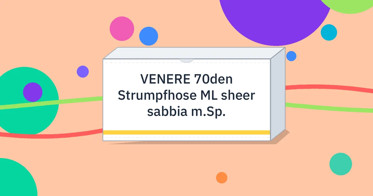 Symbolbild: Packung mit der Aufschrift VENERE 70den Strumpfhose ML sheer sabbia m.Sp. (PZN 16172677) – Verfügbarkeit und Bezug in Apotheken in Frankfurt am Main