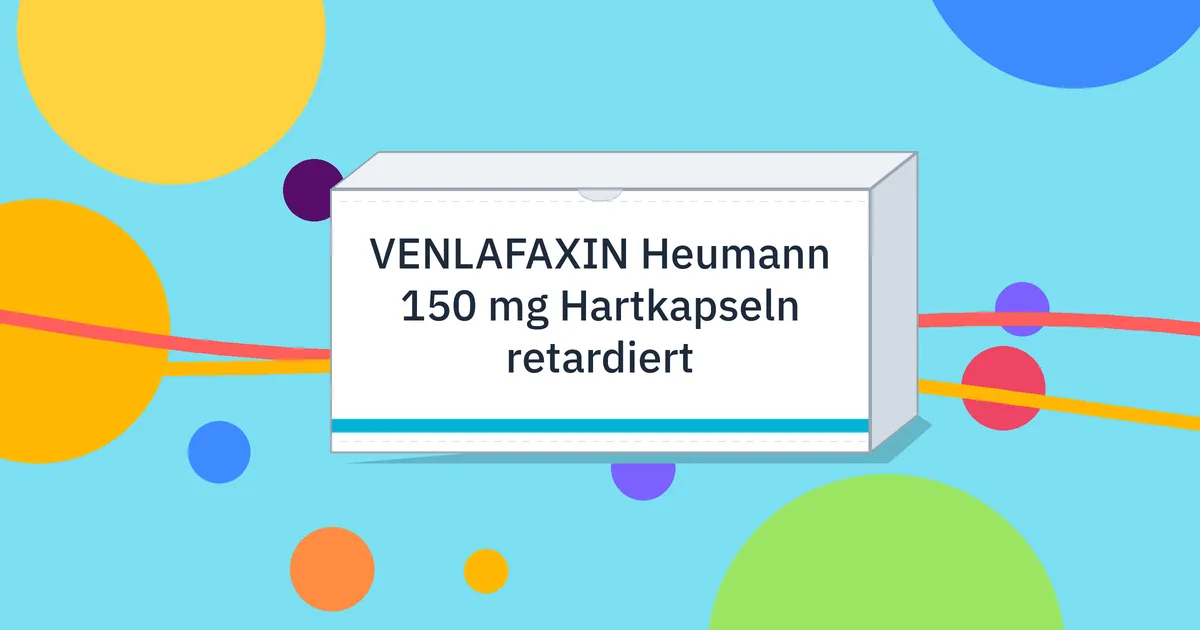 Symbolbild: Packung mit der Aufschrift VENLAFAXIN Heumann 150 mg Hartkapseln retardiert (PZN 02031269) – Verfügbarkeit und Bezug in Apotheken in Frankfurt am Main