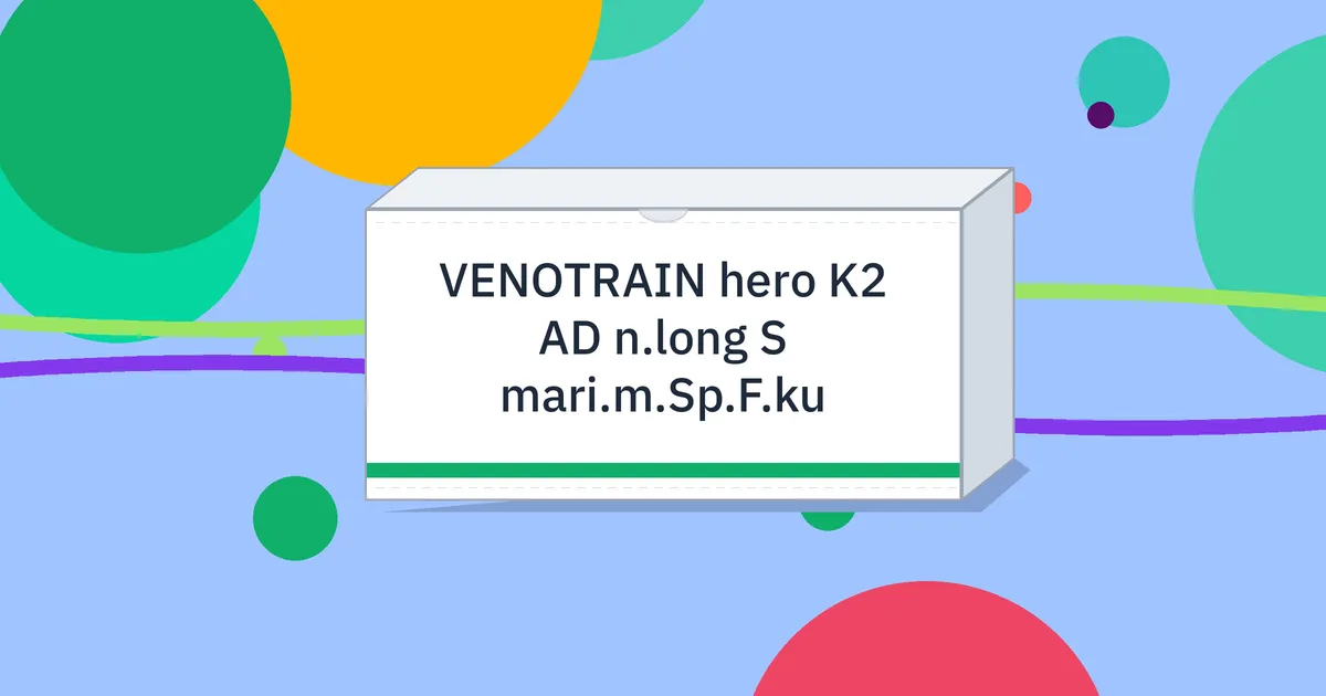 Symbolbild: Packung mit der Aufschrift VENOTRAIN hero K2 AD n.long S mari.m.Sp.F.ku (PZN 19189052) – Verfügbarkeit und Bezug in Apotheken in Frankfurt am Main