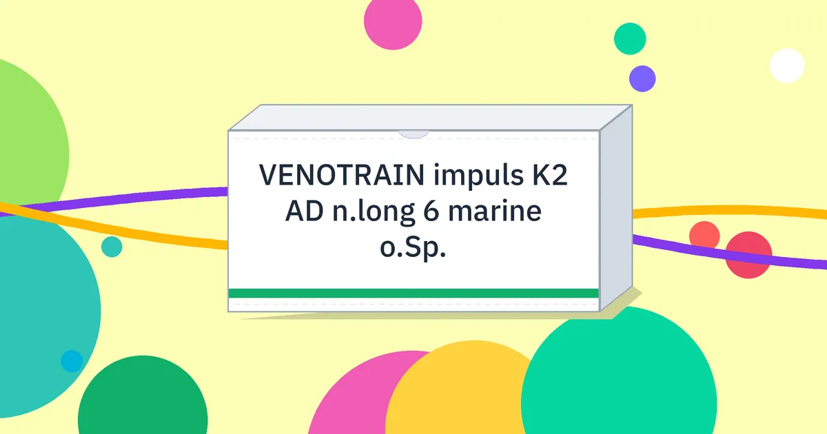 Symbolbild: Packung mit der Aufschrift VENOTRAIN impuls K2 AD n.long 6 marine o.Sp. (PZN 15221474) – Verfügbarkeit und Bezug in Apotheken in Frankfurt am Main