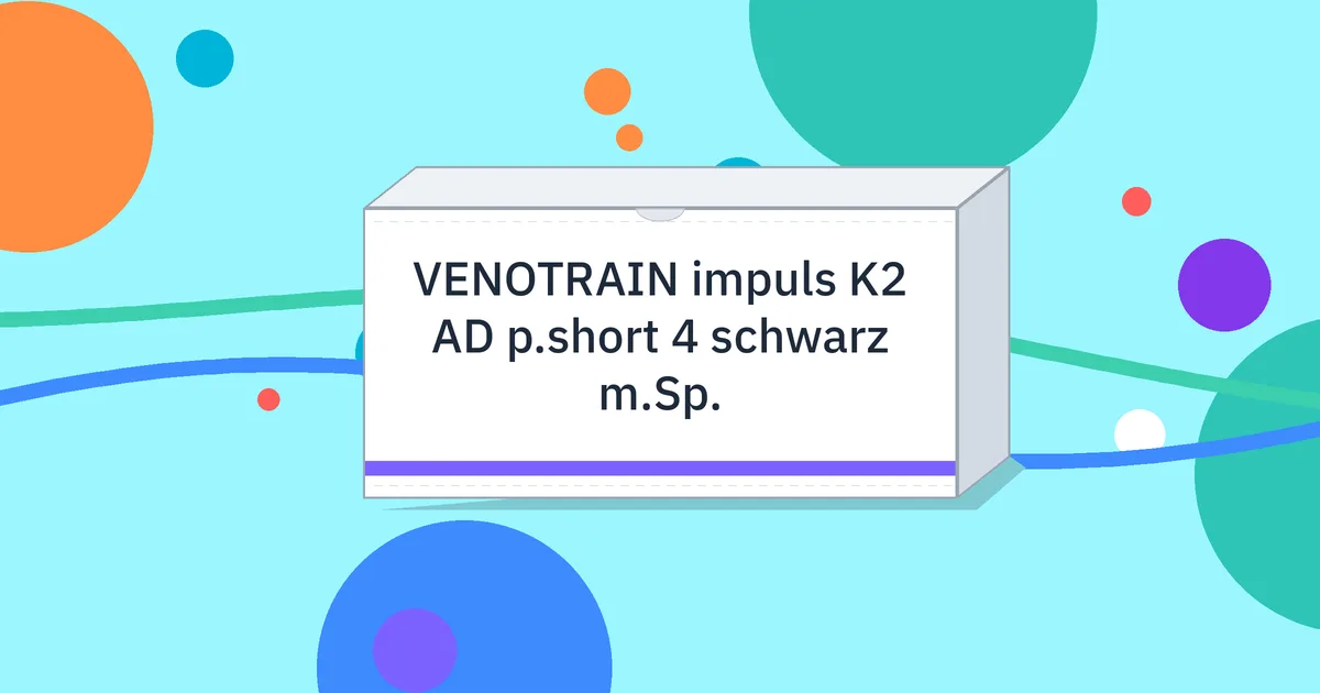 Symbolbild: Packung mit der Aufschrift VENOTRAIN impuls K2 AD p.short 4 schwarz m.Sp. (PZN 00619751) – Verfügbarkeit und Bezug in Apotheken in Frankfurt am Main