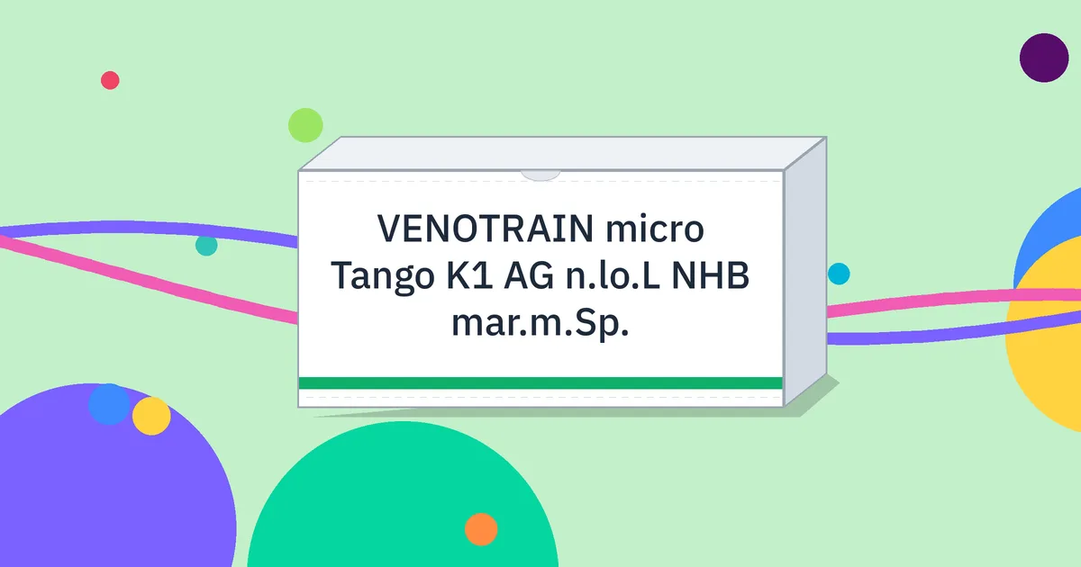 Symbolbild: Packung mit der Aufschrift VENOTRAIN micro Tango K1 AG n.lo.L NHB mar.m.Sp. (PZN 17766887) – Verfügbarkeit und Bezug in Apotheken in Frankfurt am Main
