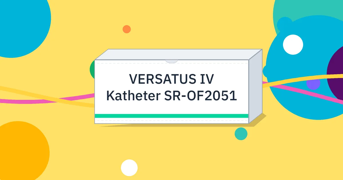 Symbolbild: Packung mit der Aufschrift VERSATUS IV Katheter SR-OF2051 (PZN 01606124) – Verfügbarkeit und Bezug in Apotheken in Frankfurt am Main