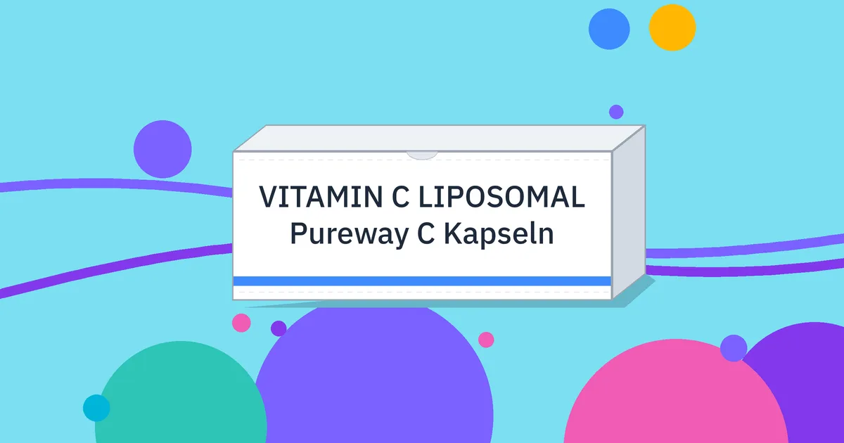 Symbolbild: Packung mit der Aufschrift VITAMIN C LIPOSOMAL Pureway C Kapseln (PZN 20857961) – Verfügbarkeit und Bezug in Apotheken in Frankfurt am Main