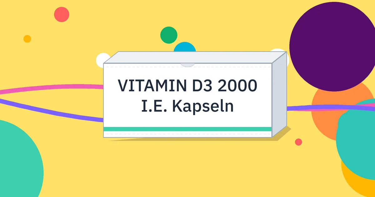 Symbolbild: Packung mit der Aufschrift VITAMIN D3 2000 I.E. Kapseln (PZN 10189234) – Verfügbarkeit und Bezug in Apotheken in Frankfurt am Main
