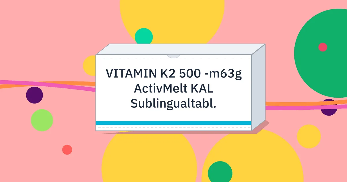Symbolbild: Packung mit der Aufschrift VITAMIN K2 500 -m63g ActivMelt KAL Sublingualtabl. (PZN 17215153) – Verfügbarkeit und Bezug in Apotheken in Frankfurt am Main